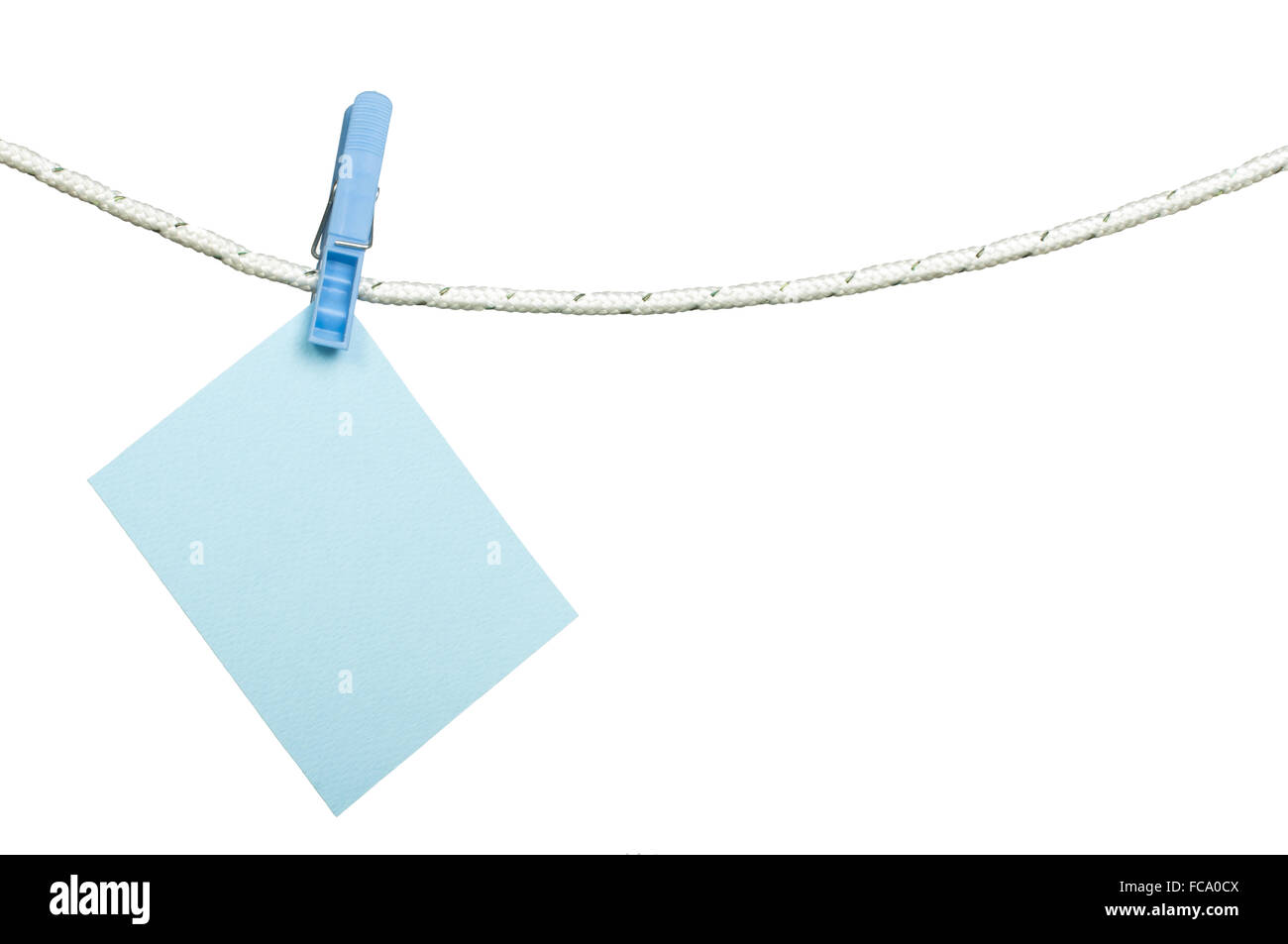 Note papers hooked on a rope Stock Photo - Alamy