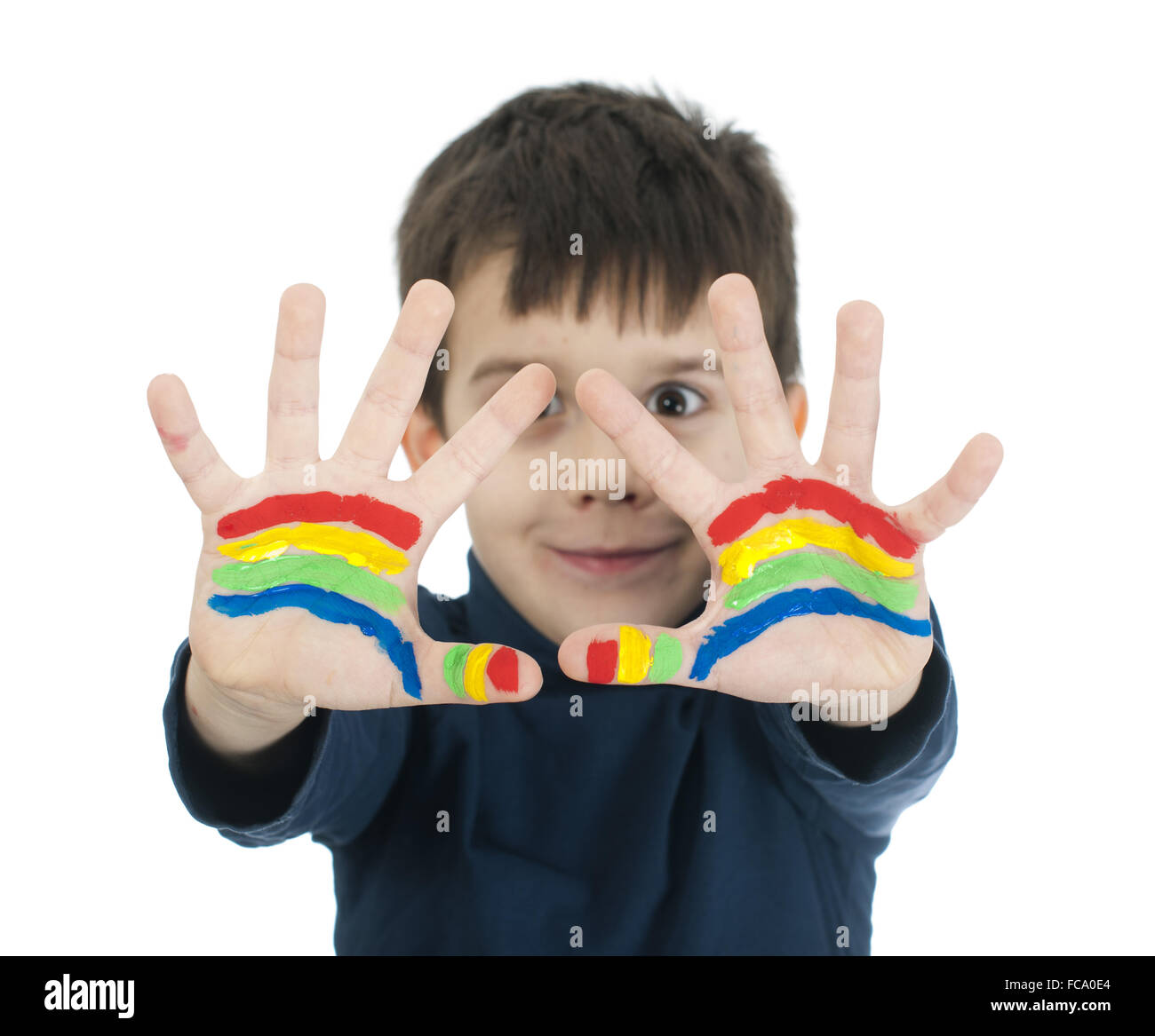 Boy hands painted colorful paint hi-res stock photography and images ...