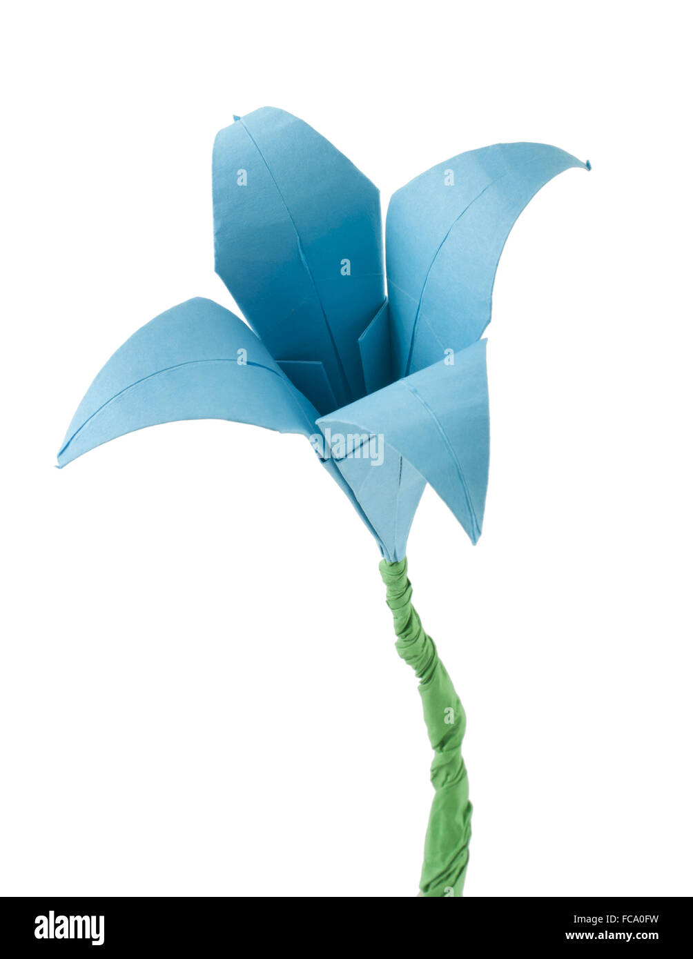 Origami blue flower white isolated Stock Photo - Alamy