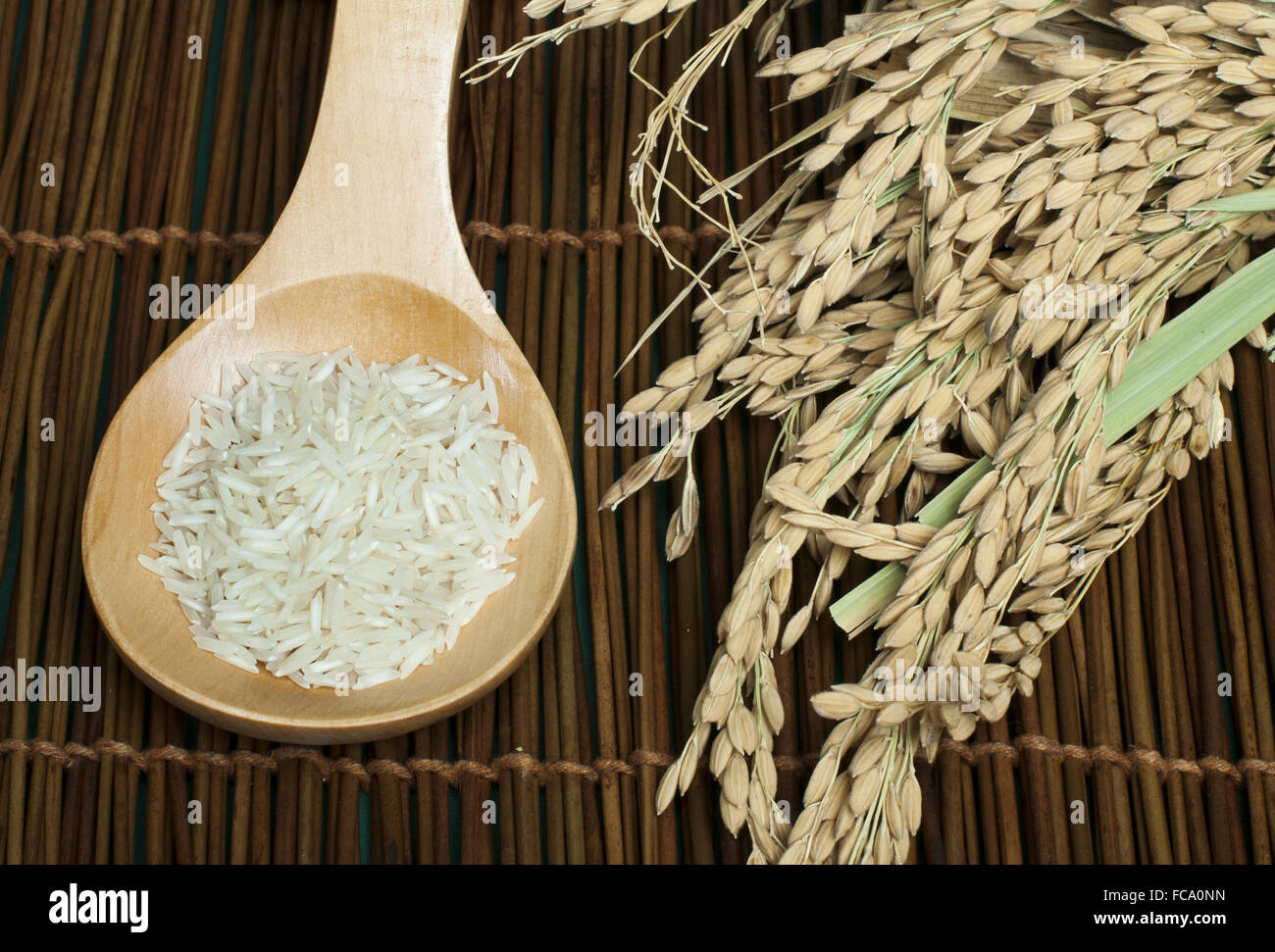 Basmati rice in wooden spoon Stock Photo - Alamy