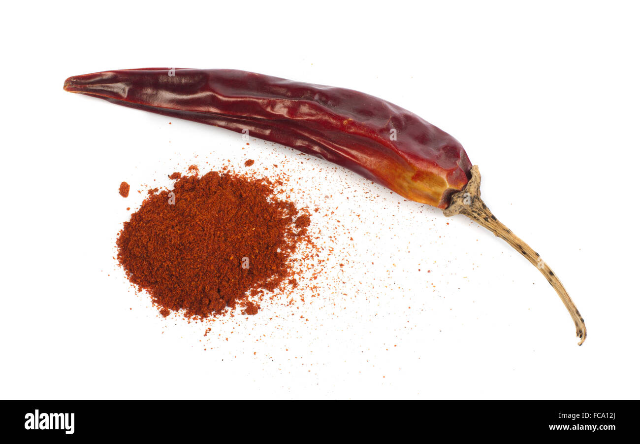 Dried chillies and chilli white isolated Stock Photo - Alamy