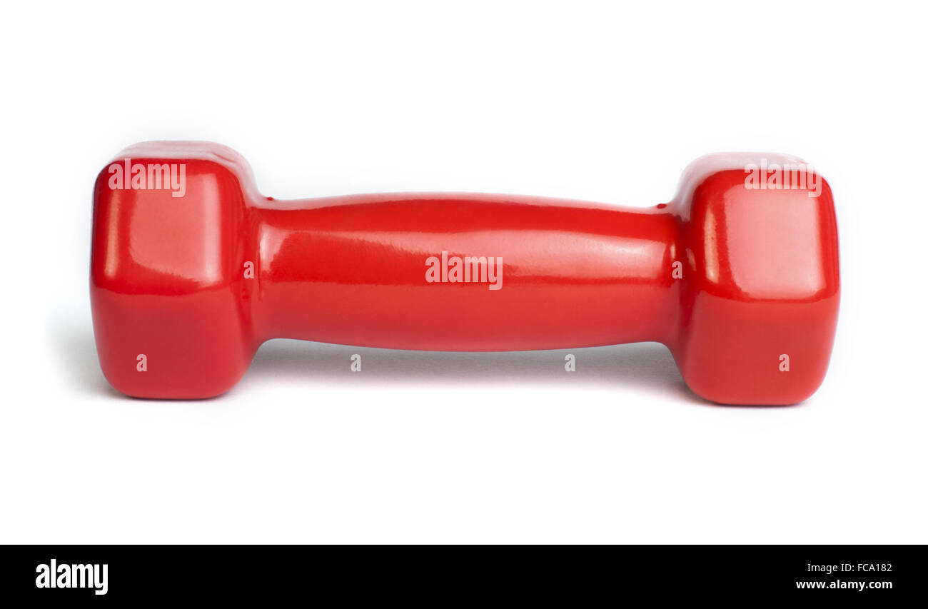 Red dumbbell white isolated Stock Photo - Alamy
