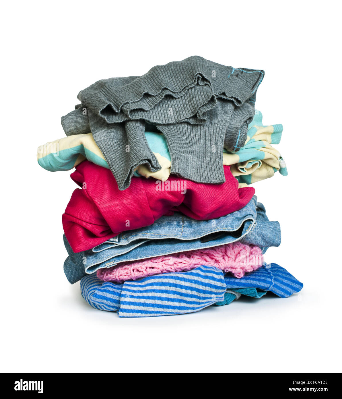 Pile of clothes white isolated Stock Photo - Alamy