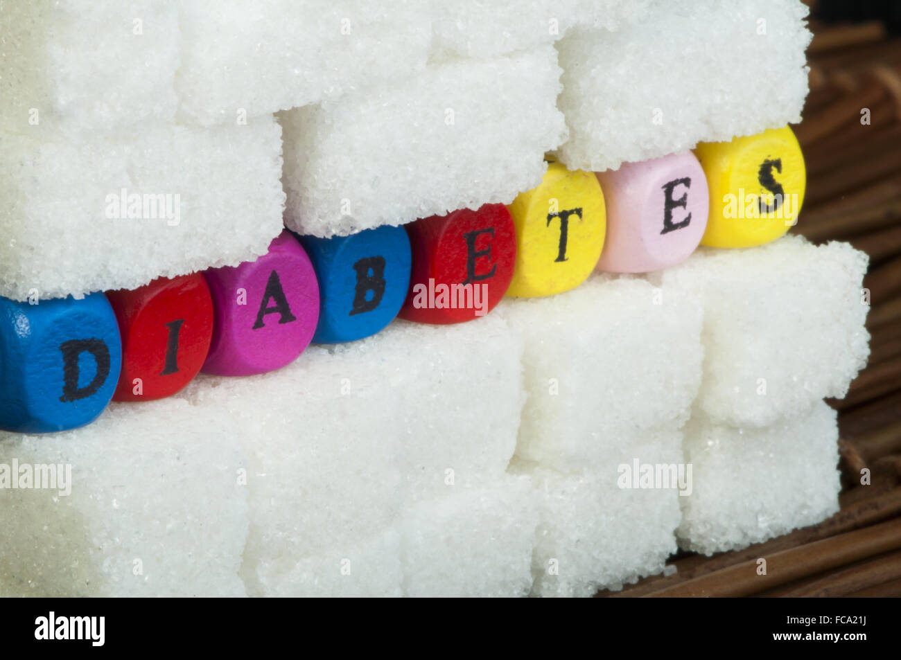 Sugar lumps and word diabetes Stock Photo - Alamy