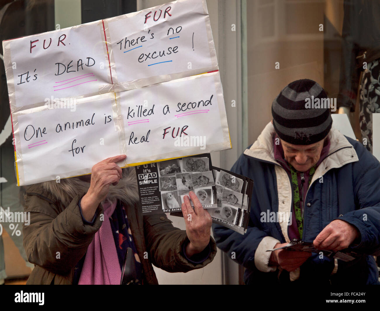 A small protest against the use of fur in fashion in Brighton Stock ...