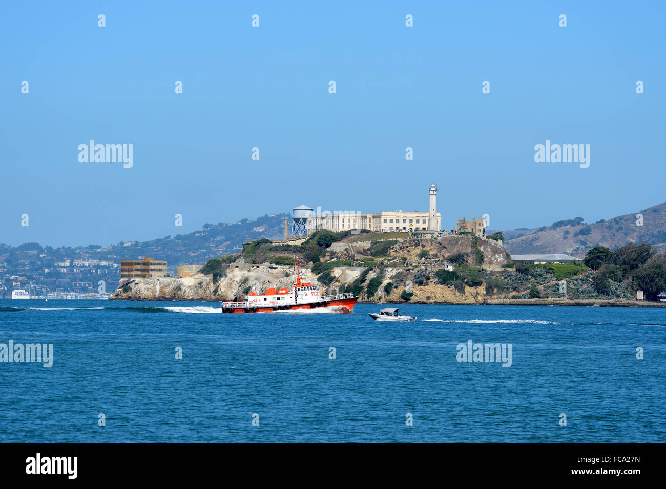 View of Alcatraz island from Pier 41, Fisherman's Wharf, San Francisco ...