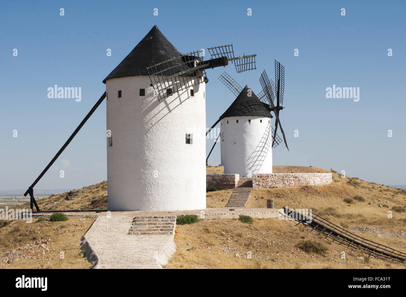White ancient windmills Stock Photo - Alamy