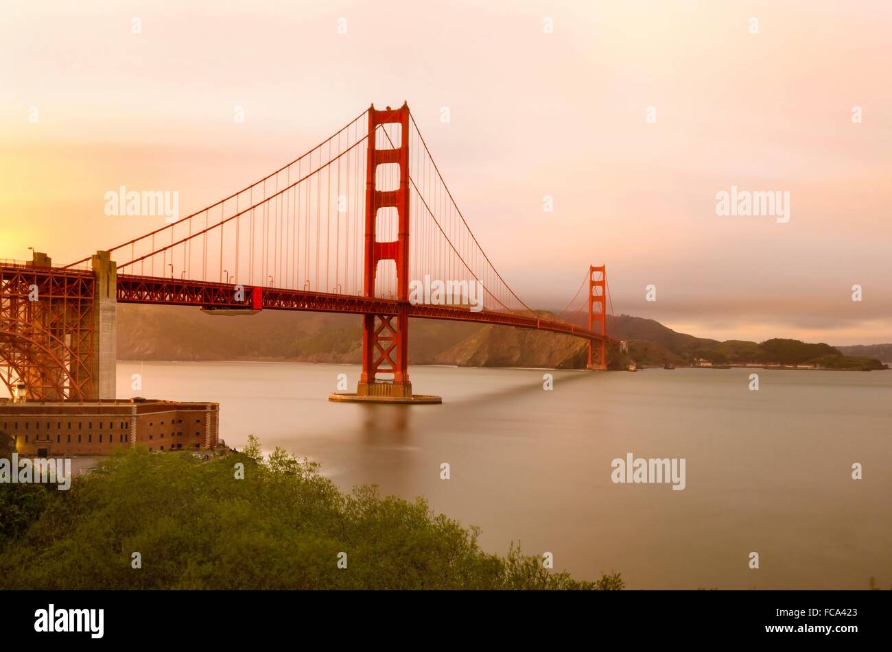 Golden gate bridge base of tower water hi-res stock photography and ...