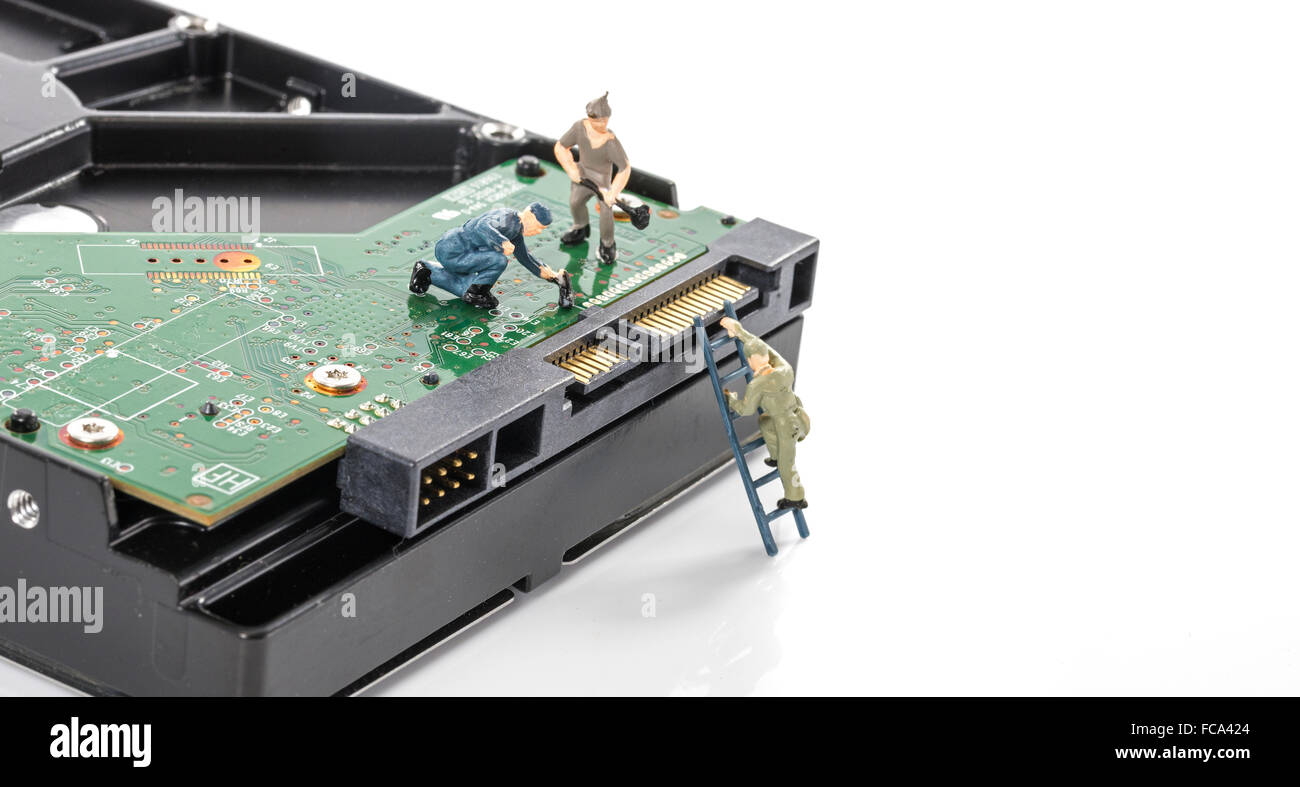 puppets busy with hardware computer elements repair Stock Photo - Alamy