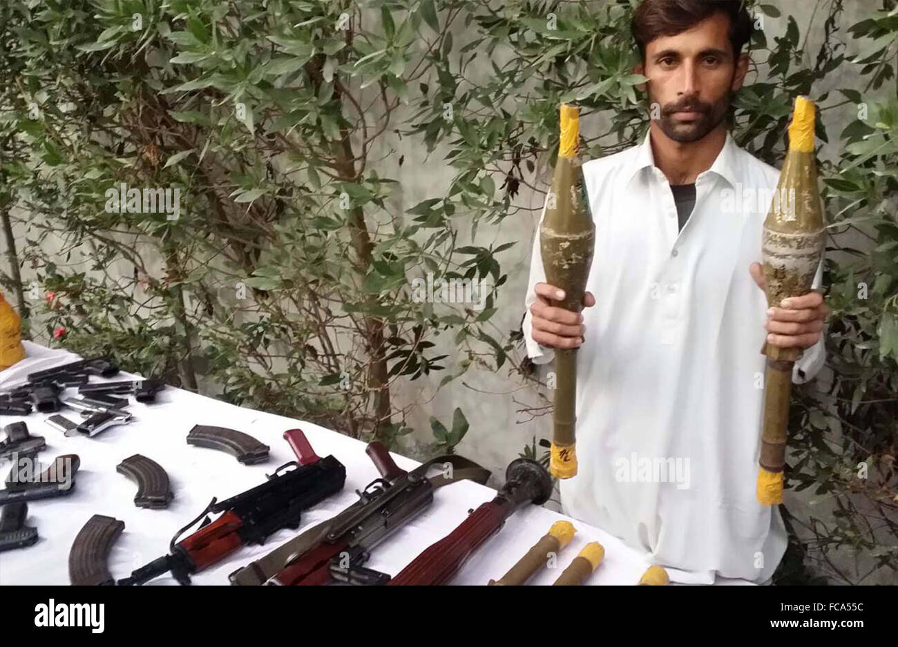 Counter Terrorism Department staffs exposing seized ammunitions ...