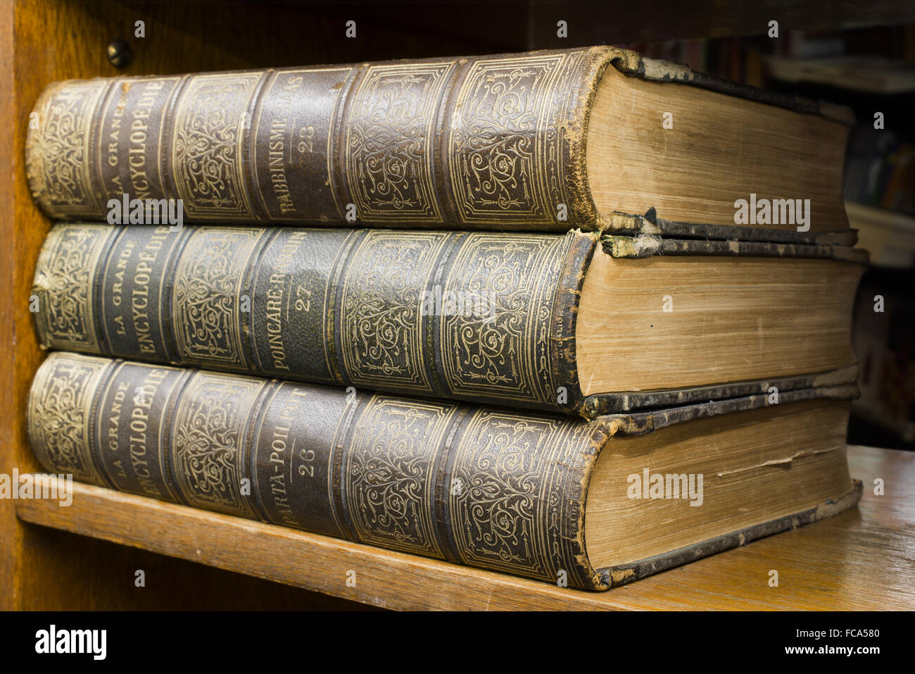 Old books on shelf Stock Photo - Alamy