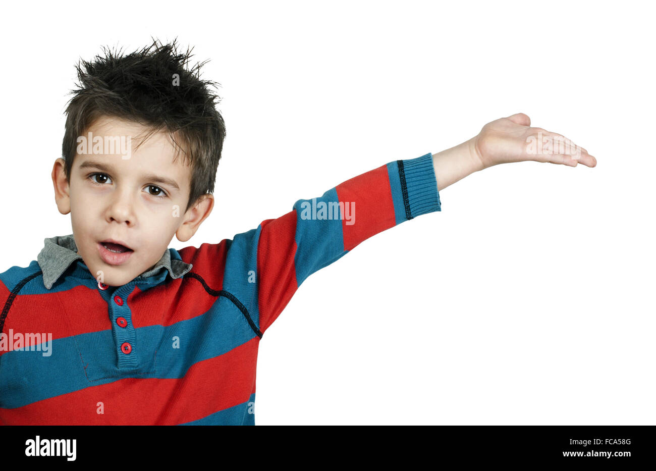 Boy standing pointing upward hi-res stock photography and images - Alamy