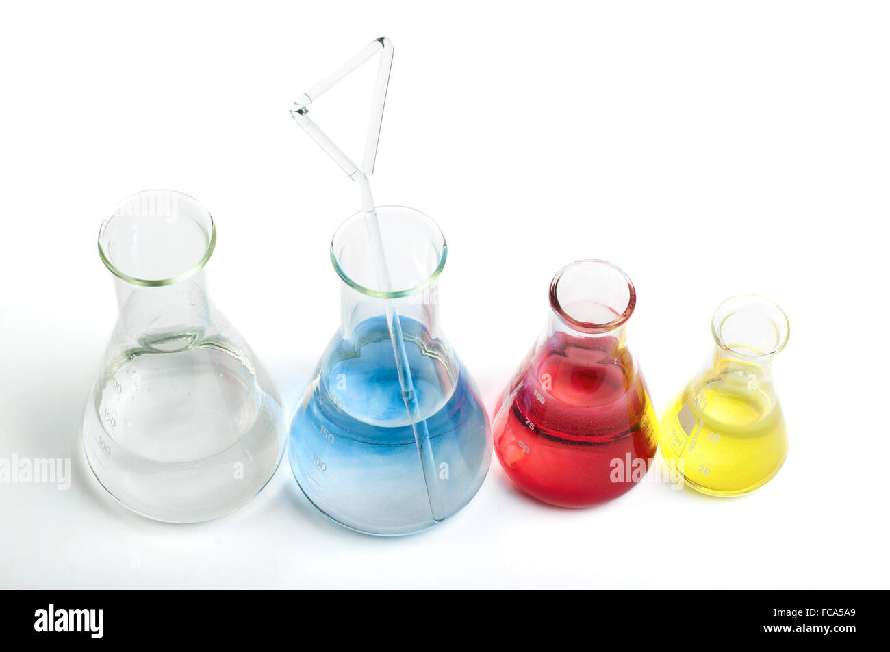 Laboratory equipment and color chemicals Stock Photo - Alamy
