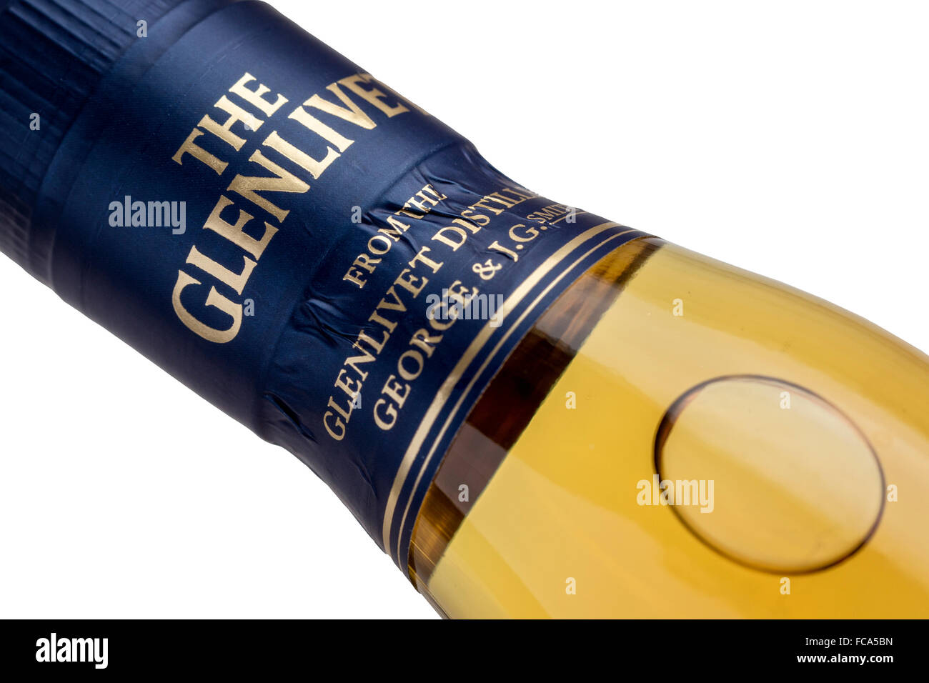 Whisky label on bottle of Glenlivet Stock Photo - Alamy