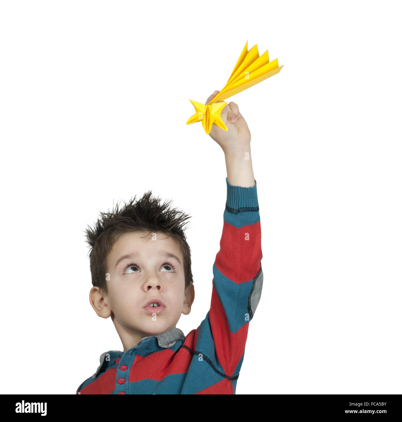 Little boy with a falling star Stock Photo - Alamy