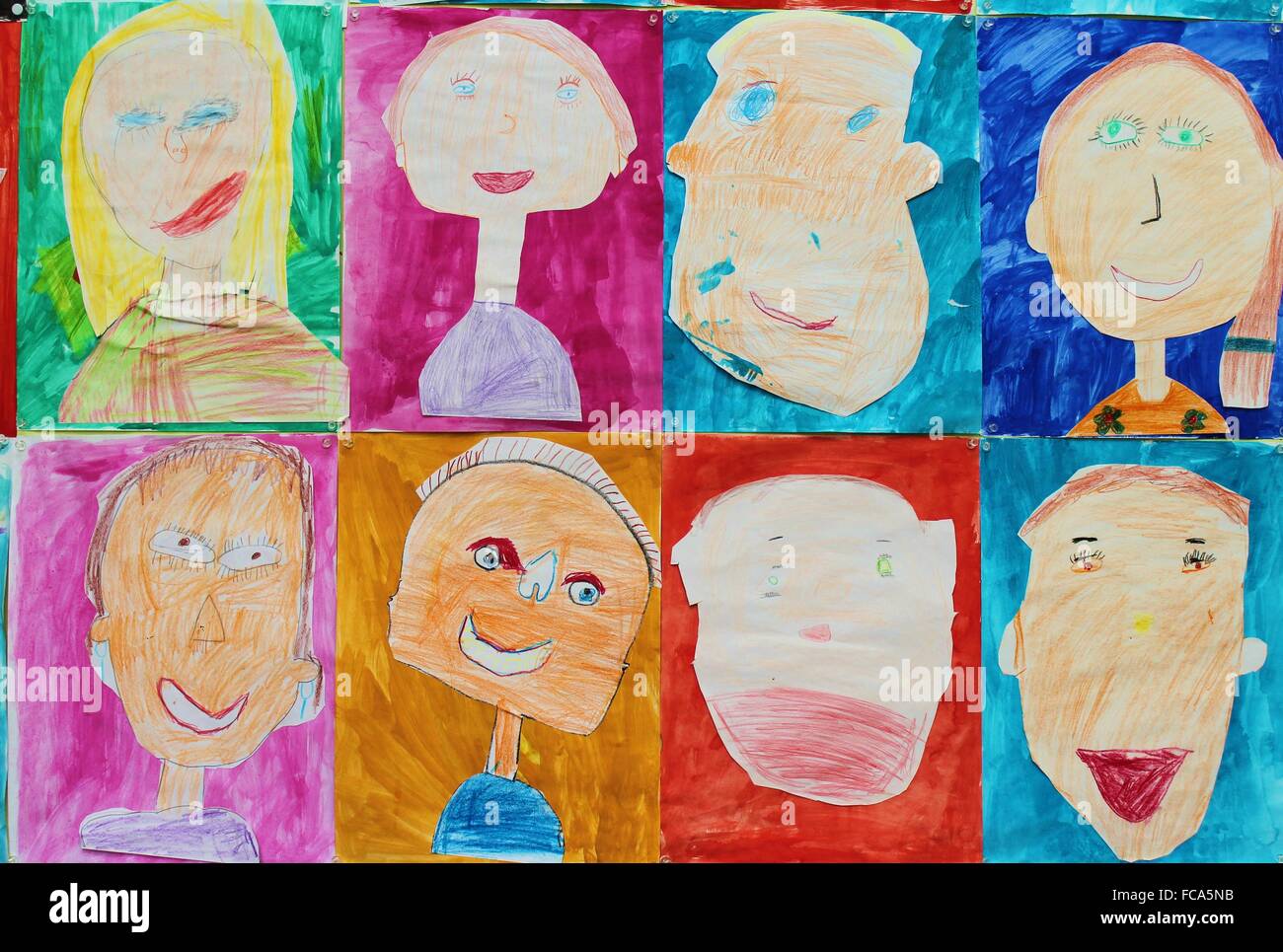 Colorful character heads Stock Photo - Alamy