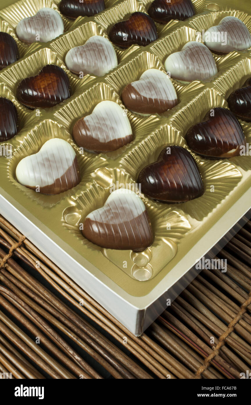 Chocolates in the shape of hearts Stock Photo - Alamy