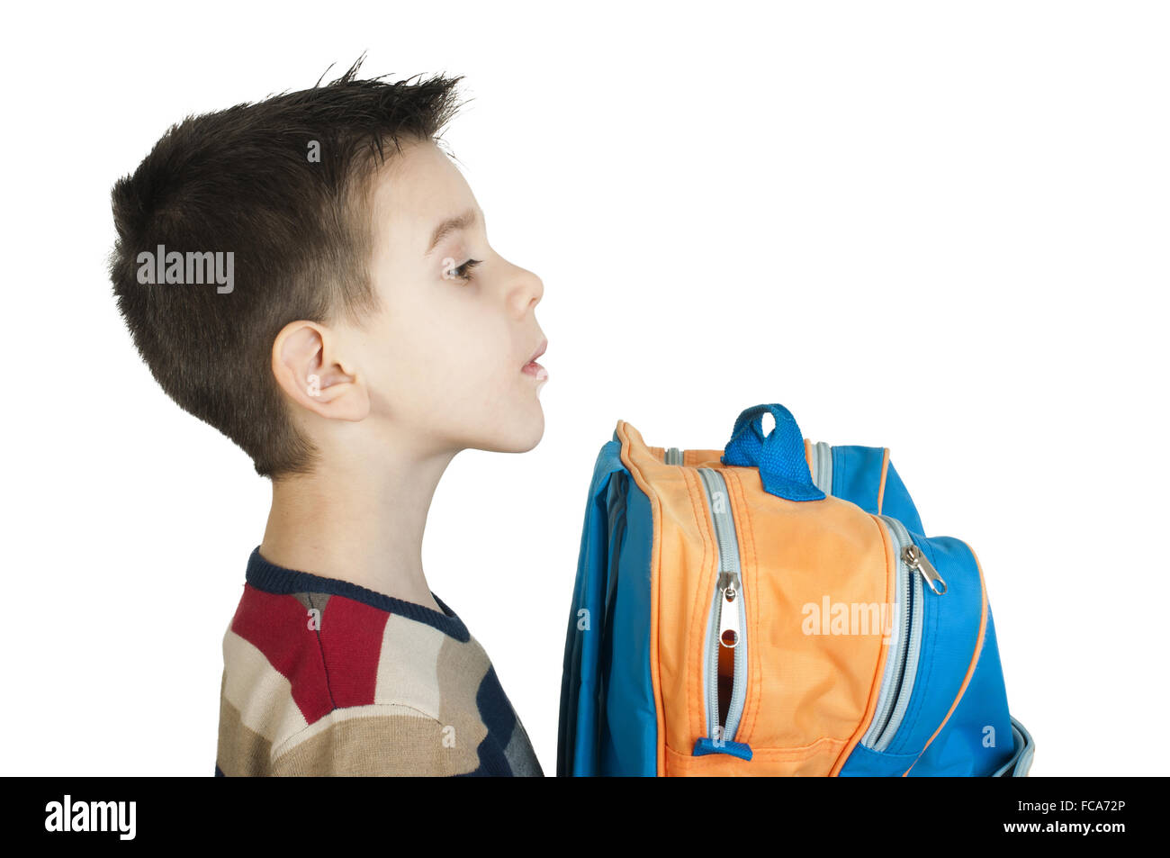 Boy with schoolbag Stock Photo - Alamy