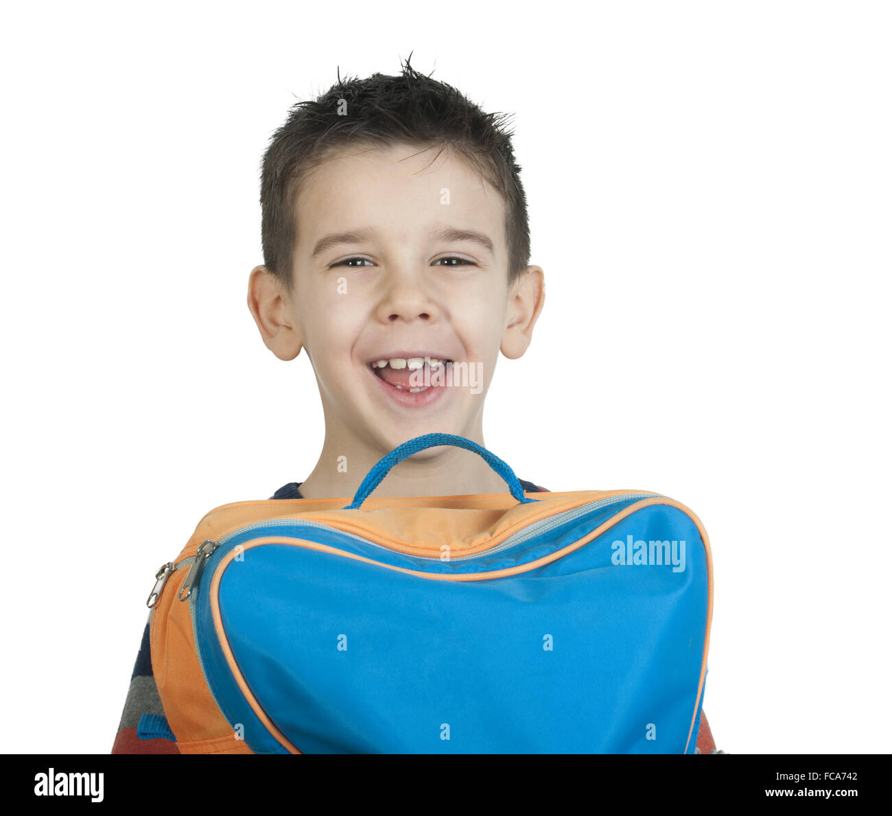 Boy with schoolbag Stock Photo - Alamy