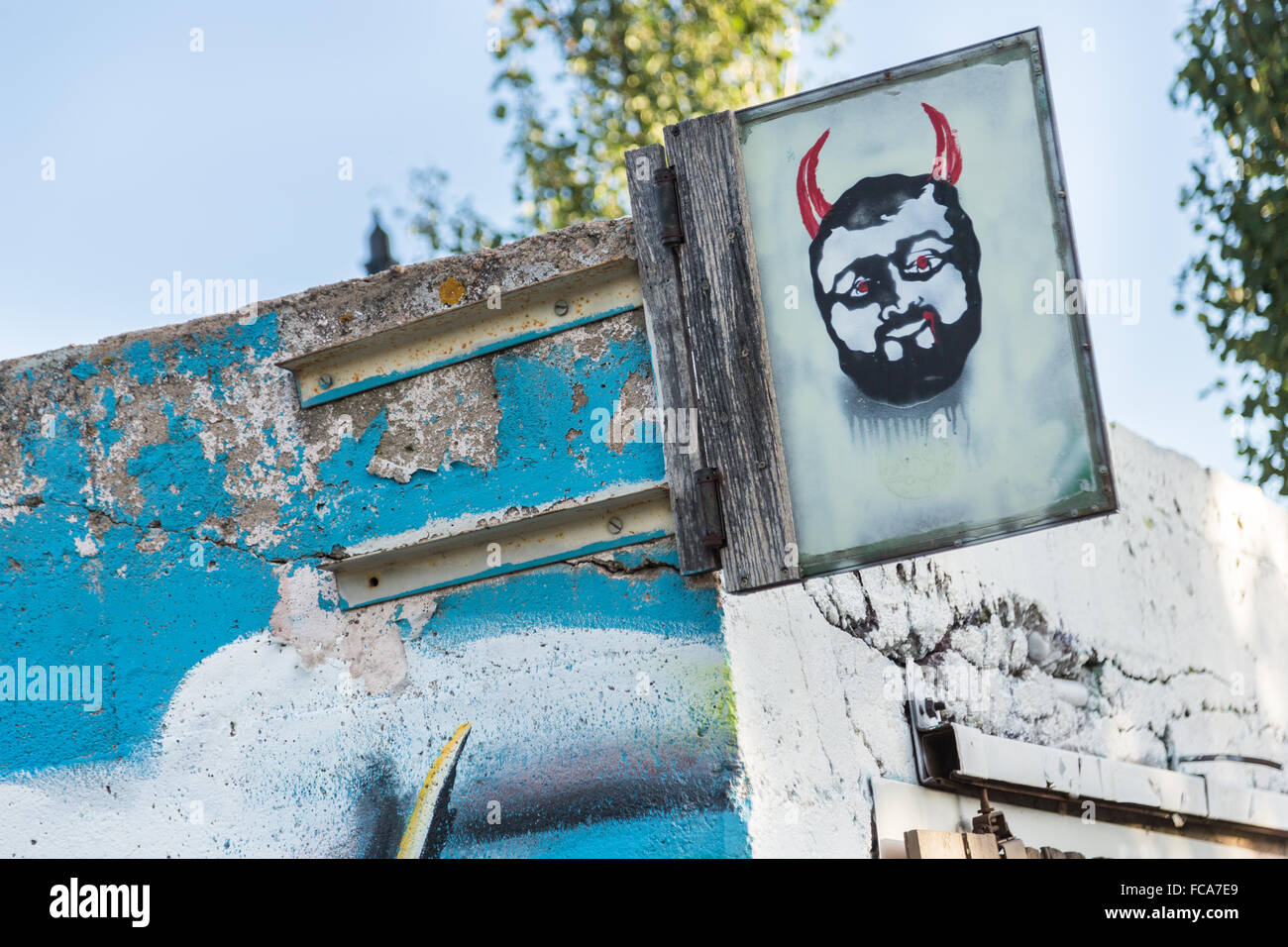 Devil mural painted on a building in Old Firehouse Alley in the Old ...