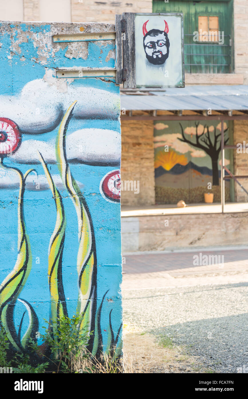 Devil mural painted on a building in Old Firehouse Alley in the Old ...