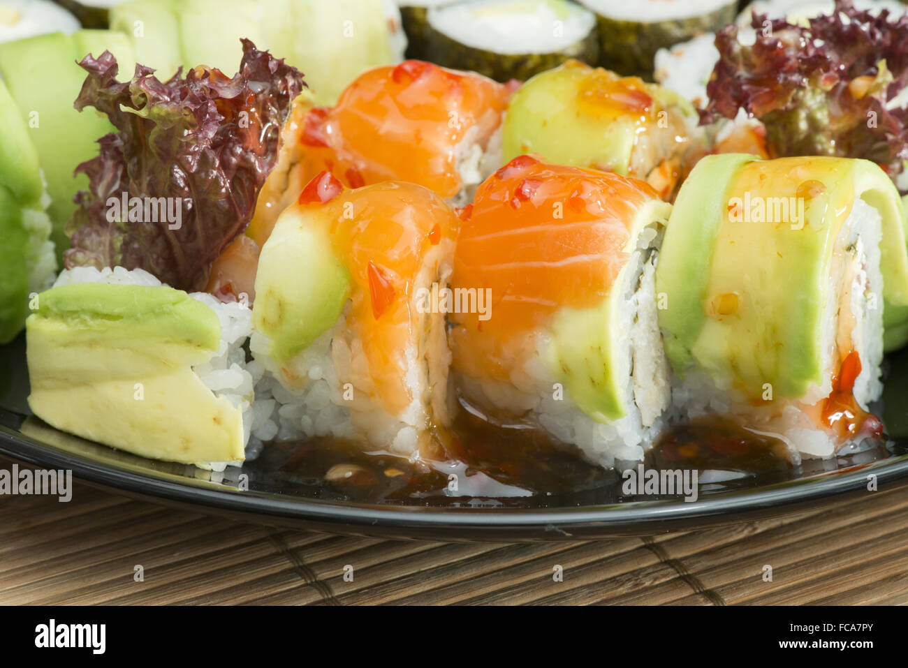 Close up sushi in plate Stock Photo - Alamy