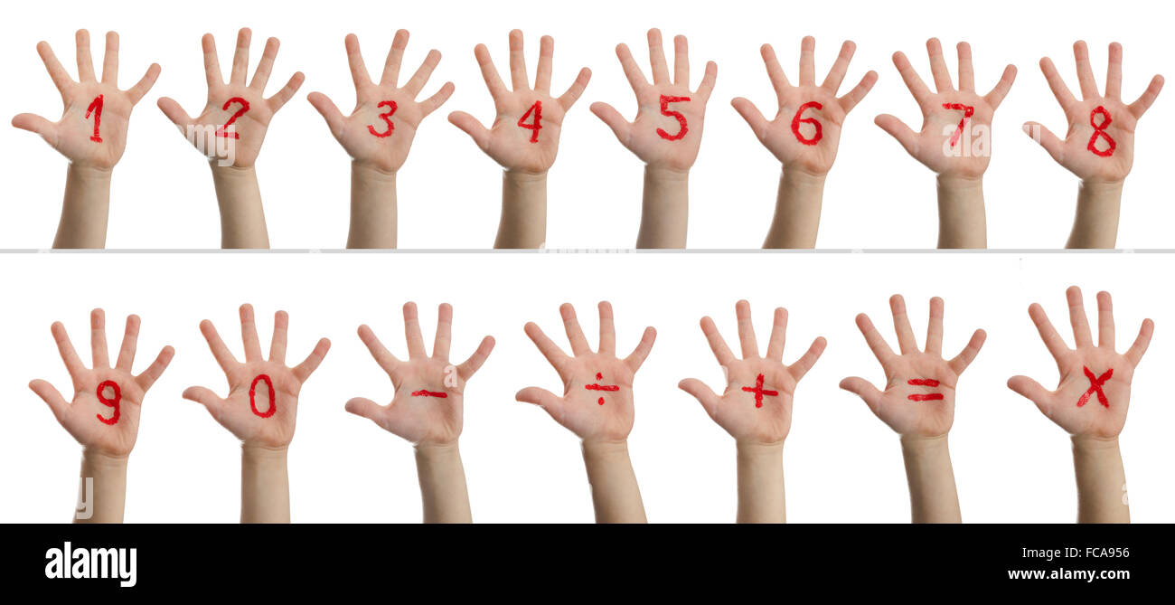 Children's hands with numbers Stock Photo - Alamy