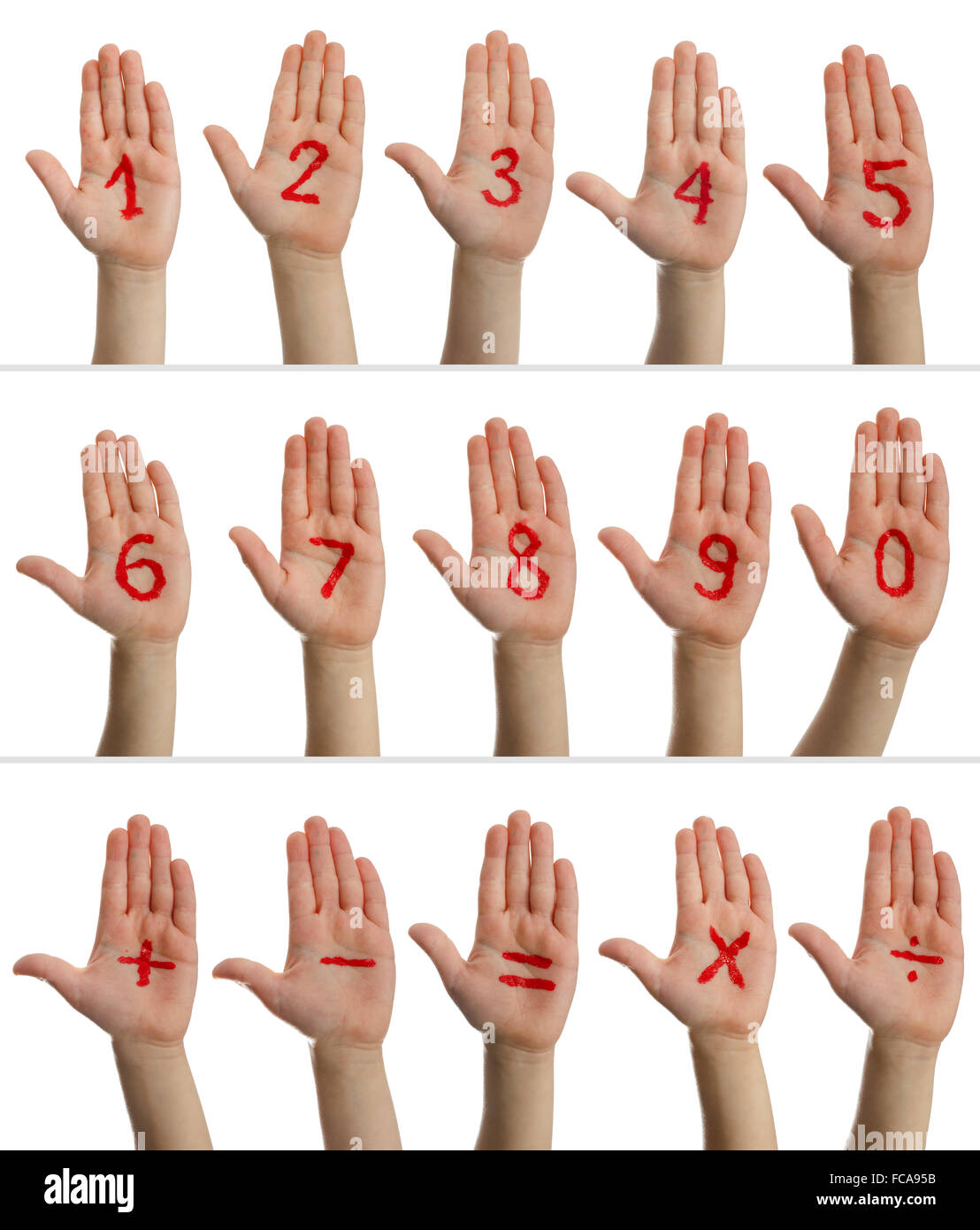 Children's hands with numbers Stock Photo - Alamy