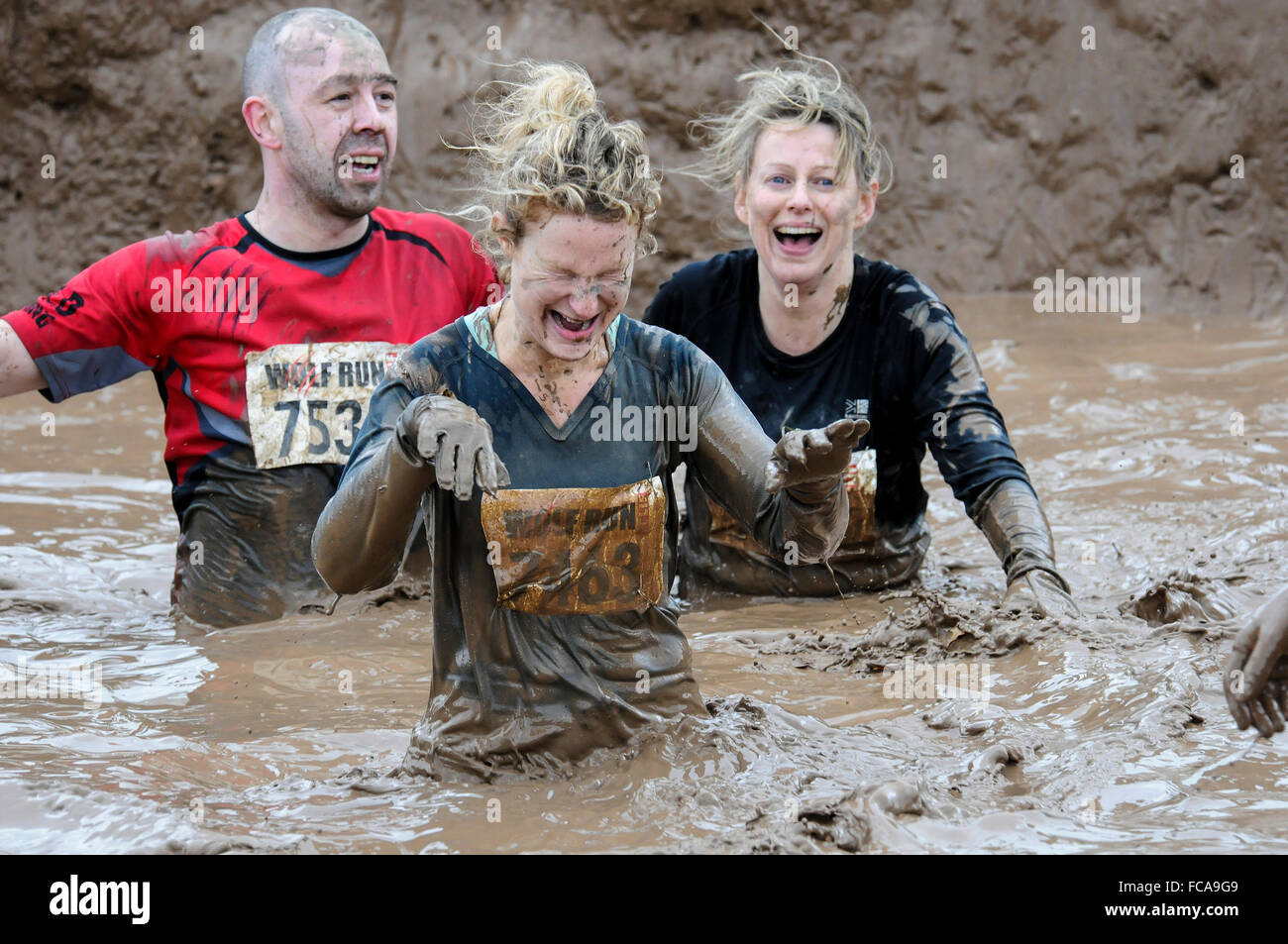 Runners at obstacle course race, UK Stock Photo - Alamy