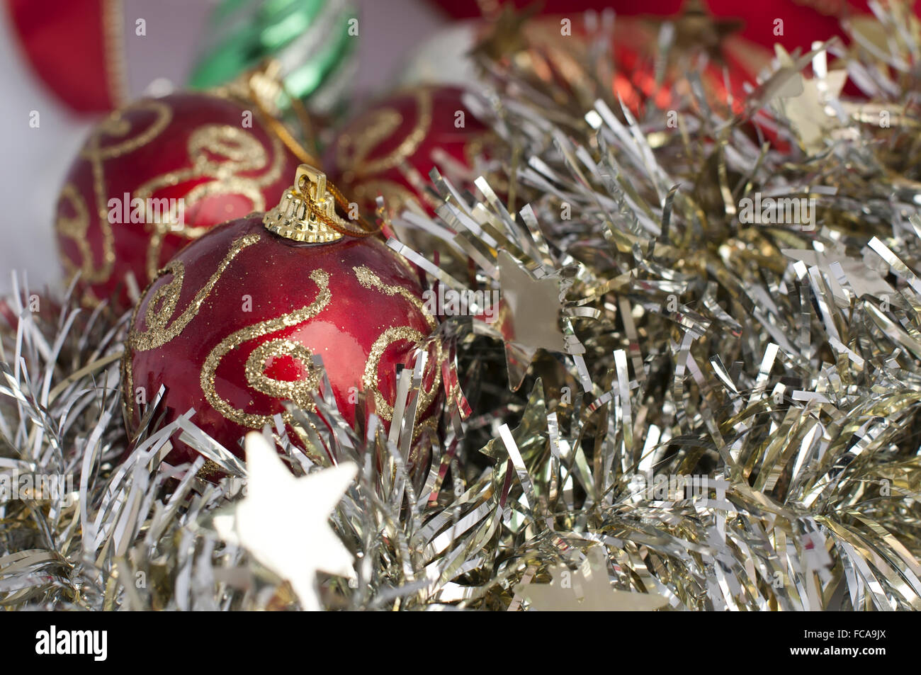 Christmas motifs with balls and chains Stock Photo - Alamy
