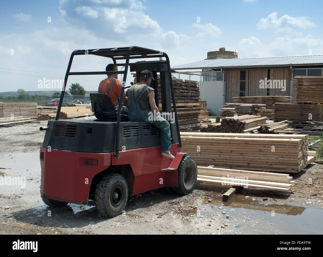 Carpentry factory and ordered timber Stock Photo - Alamy