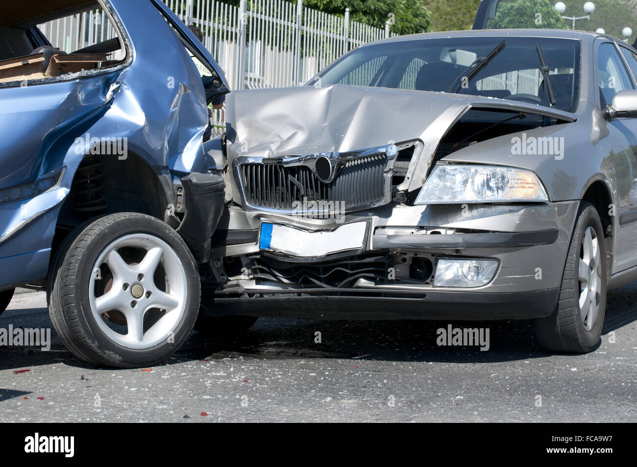 Two cars crashed Stock Photo - Alamy