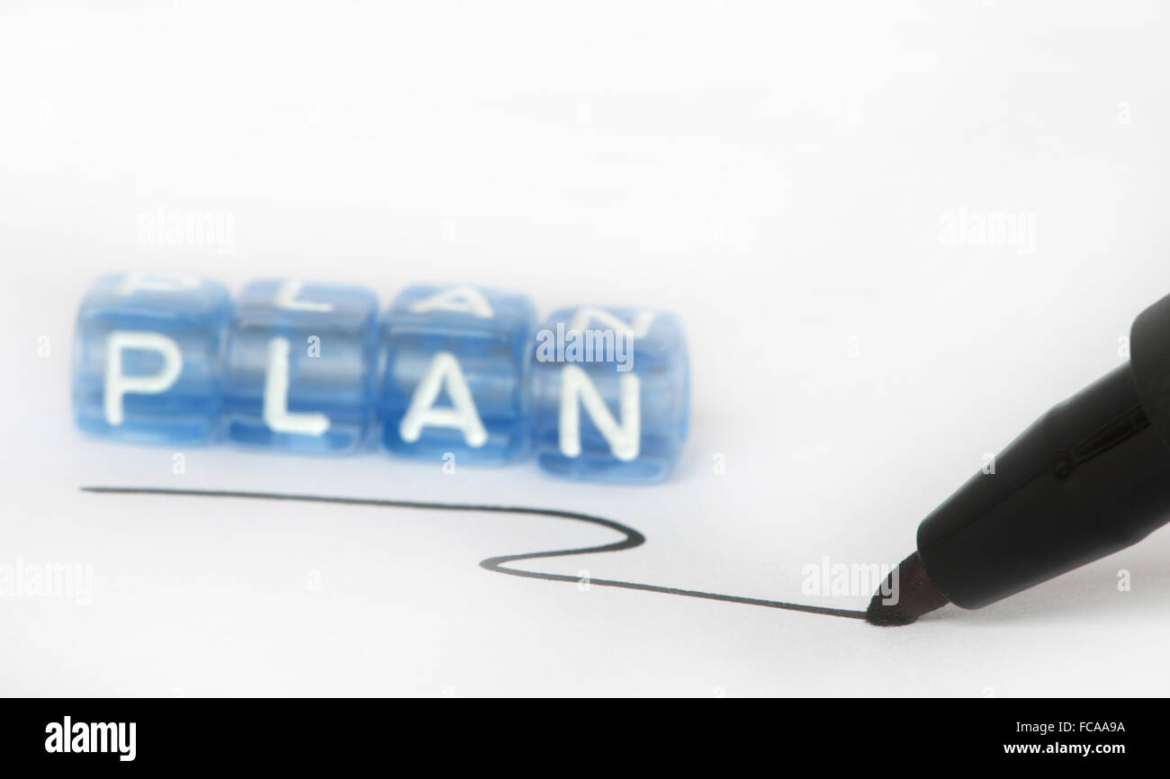 Text Plan on colorful cubes Stock Photo - Alamy