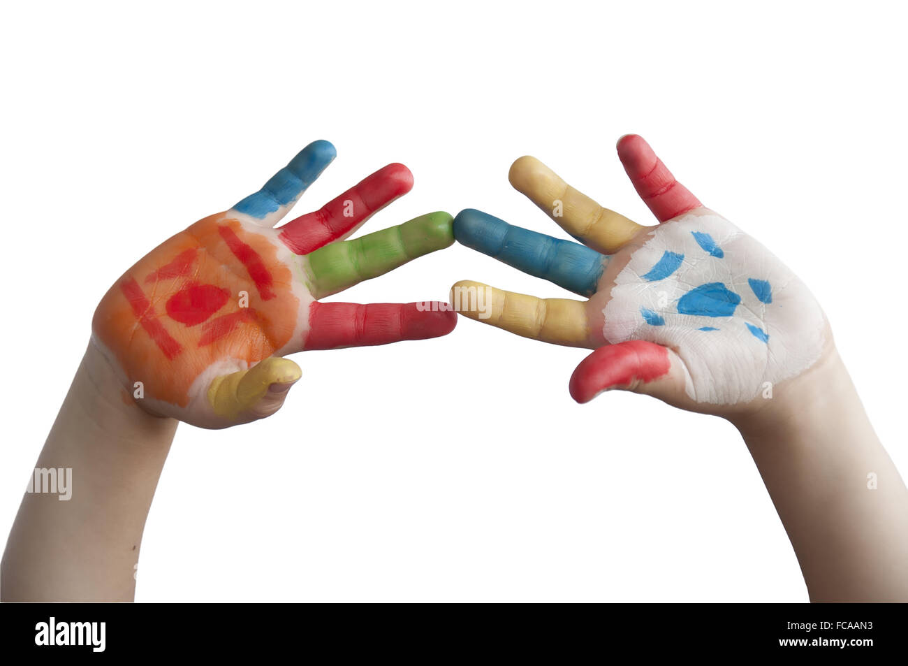 Children colored hands Stock Photo - Alamy