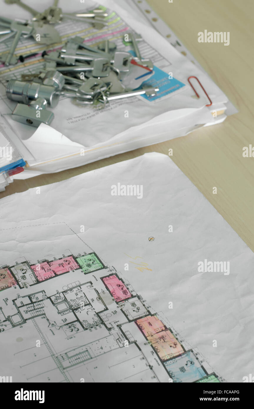 Construction Plan and keys Stock Photo - Alamy