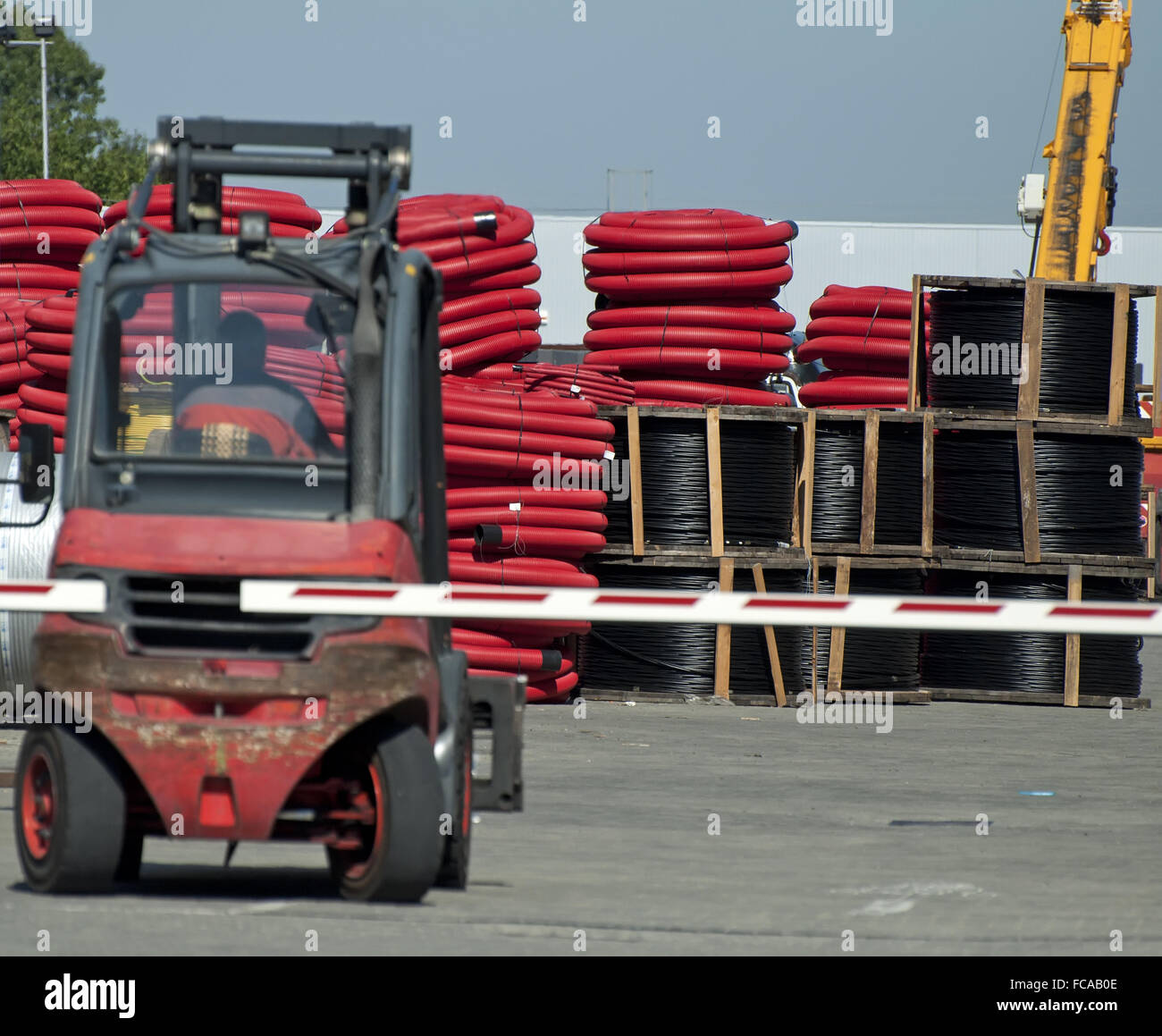 Large rolls of black and red cables Stock Photo - Alamy