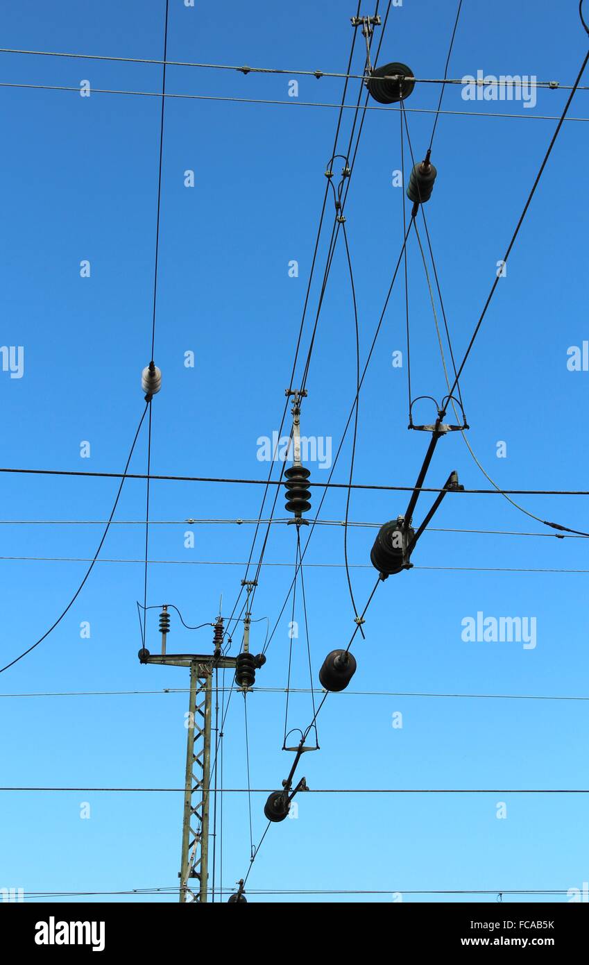 Overhead contact wire Stock Photo - Alamy