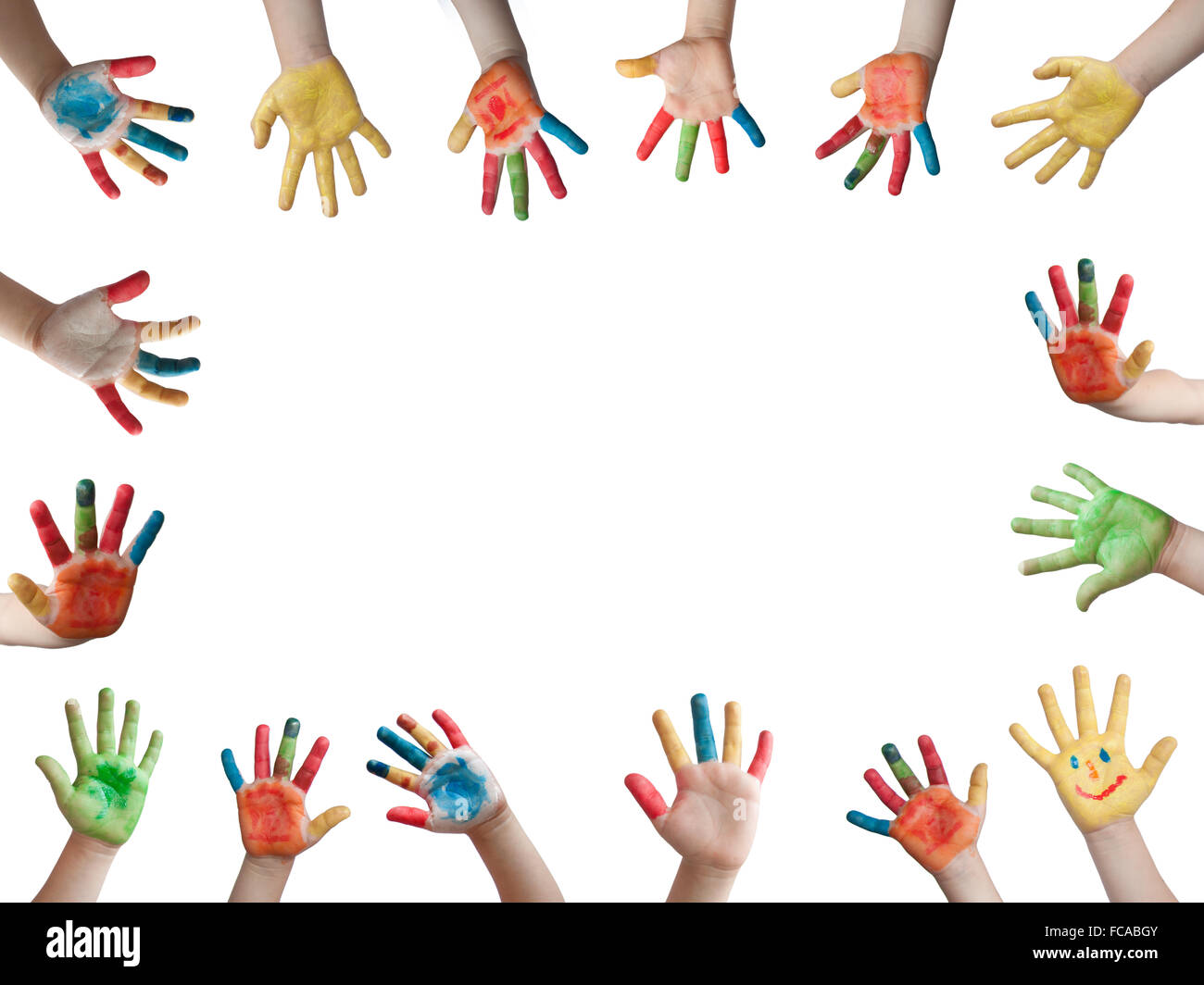 Children painted hands Stock Photo - Alamy