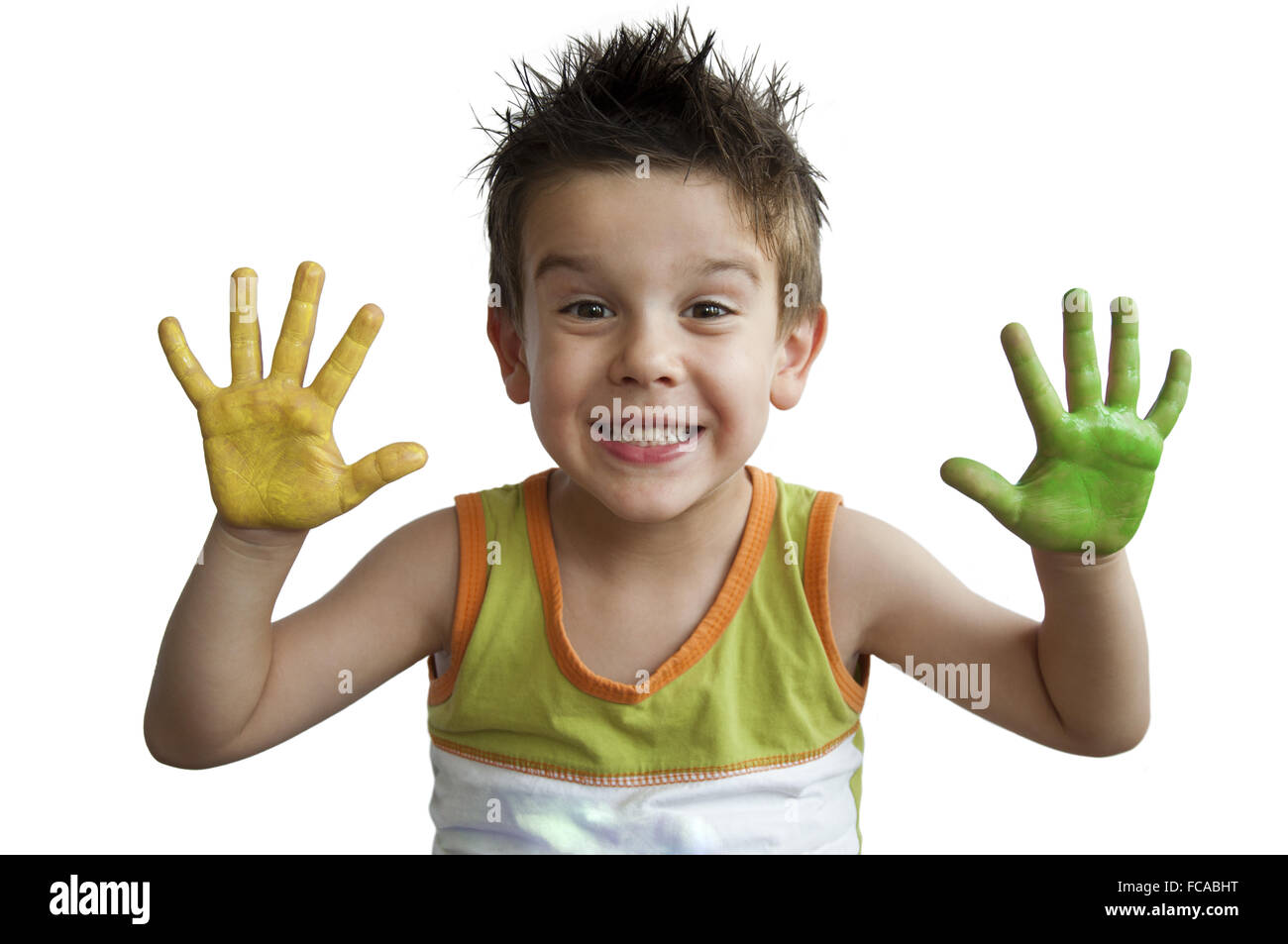 Children colored hands. Little boy hands Stock Photo - Alamy