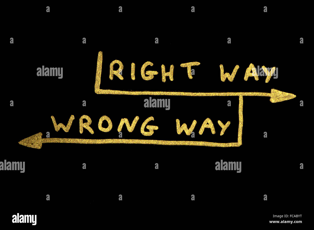 Wrong and right way conception texts Stock Photo - Alamy