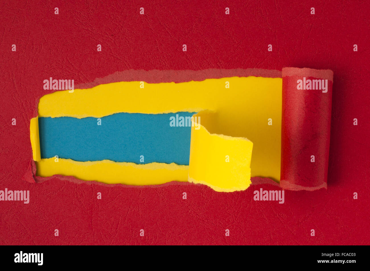 Red torn paper with blue space for text Stock Photo - Alamy