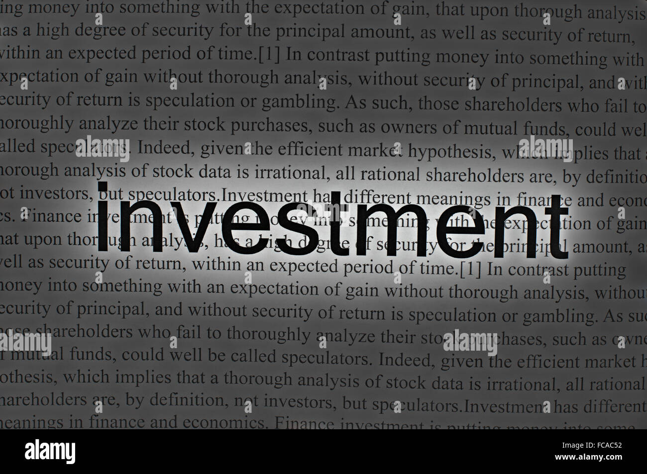 Text investment on paper Stock Photo - Alamy