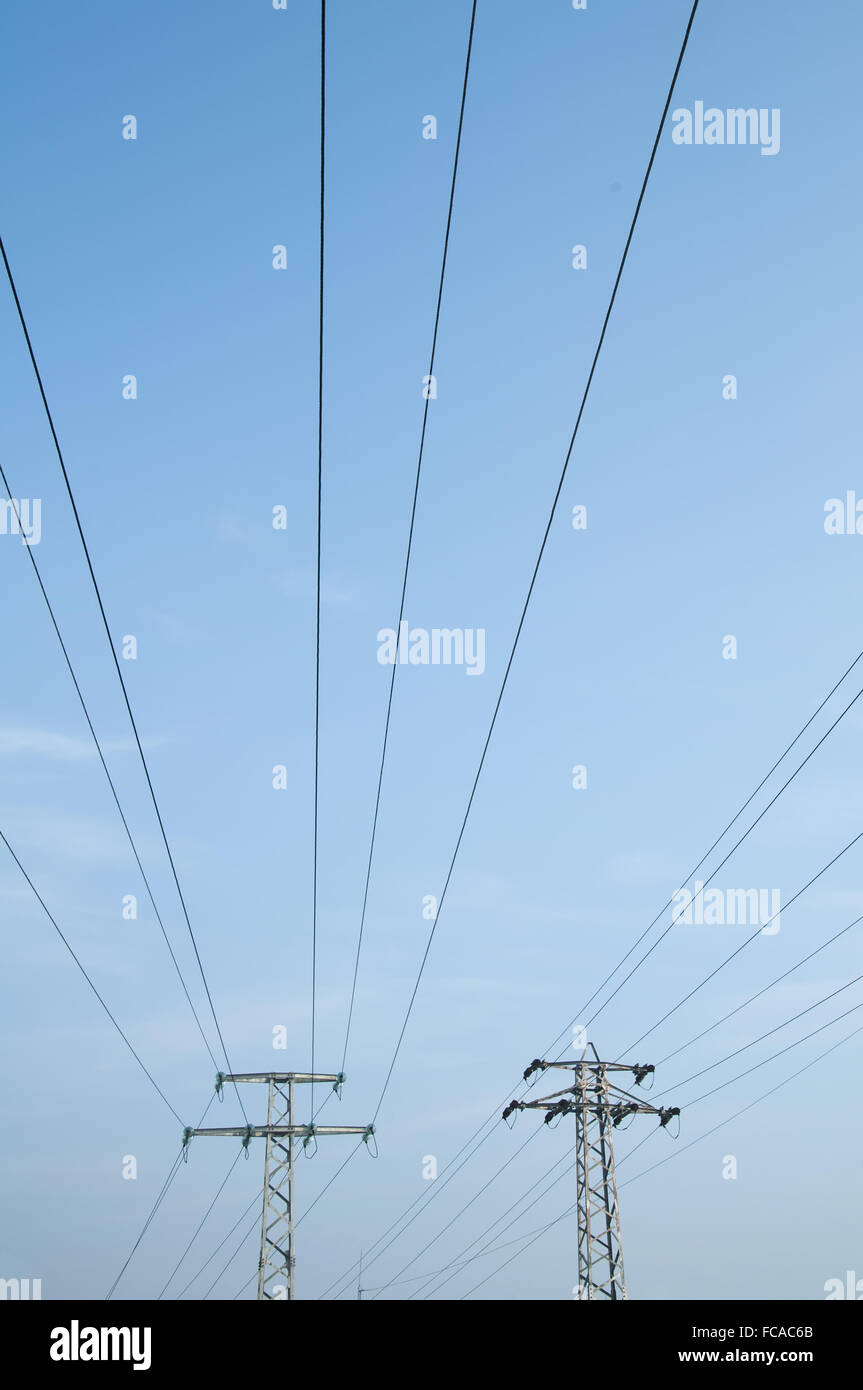 High voltage poles and wires Stock Photo - Alamy