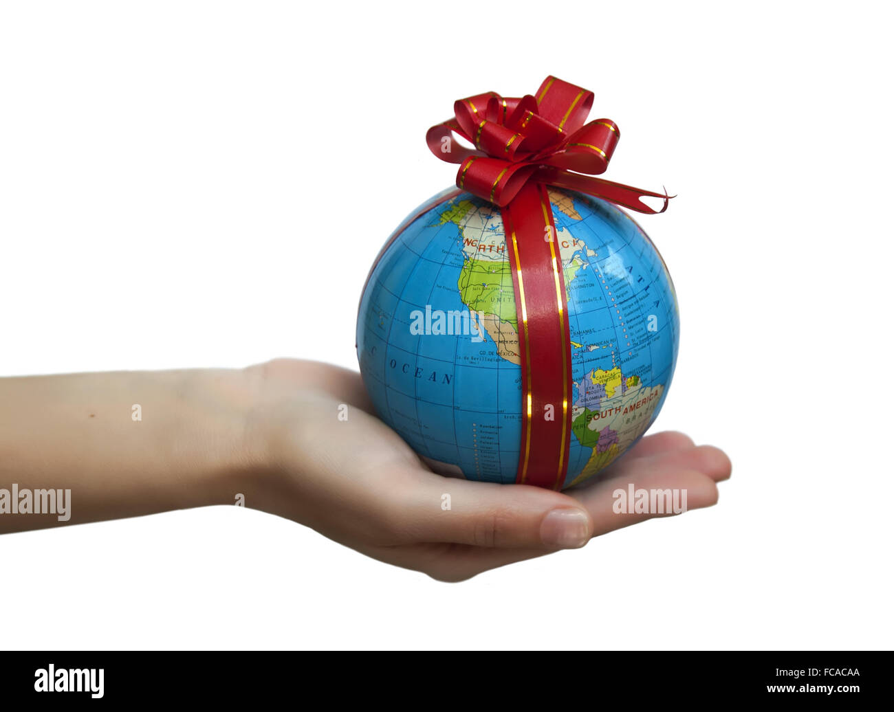 Gift globe sphere ribbon hi-res stock photography and images - Alamy