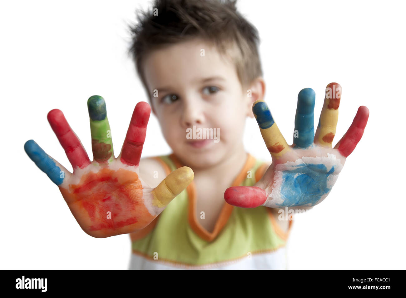Children colored hands. Little boy hands Stock Photo - Alamy