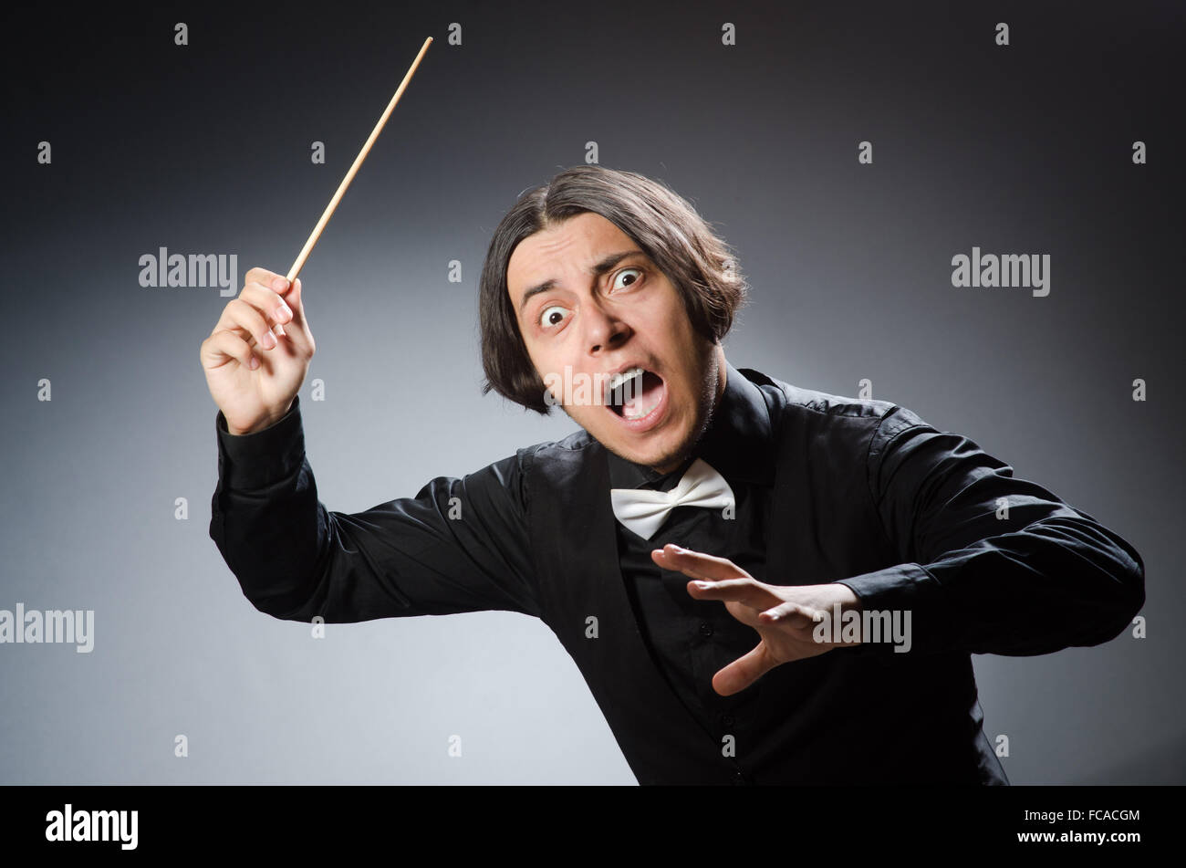 Funny conductor in musical concept Stock Photo - Alamy