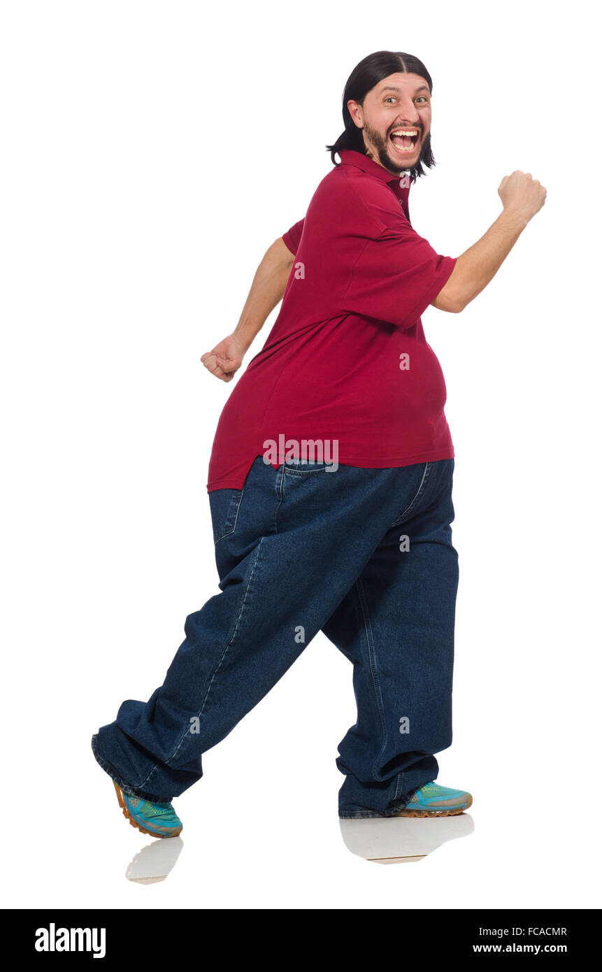 Overweight man isolated on the white Stock Photo - Alamy