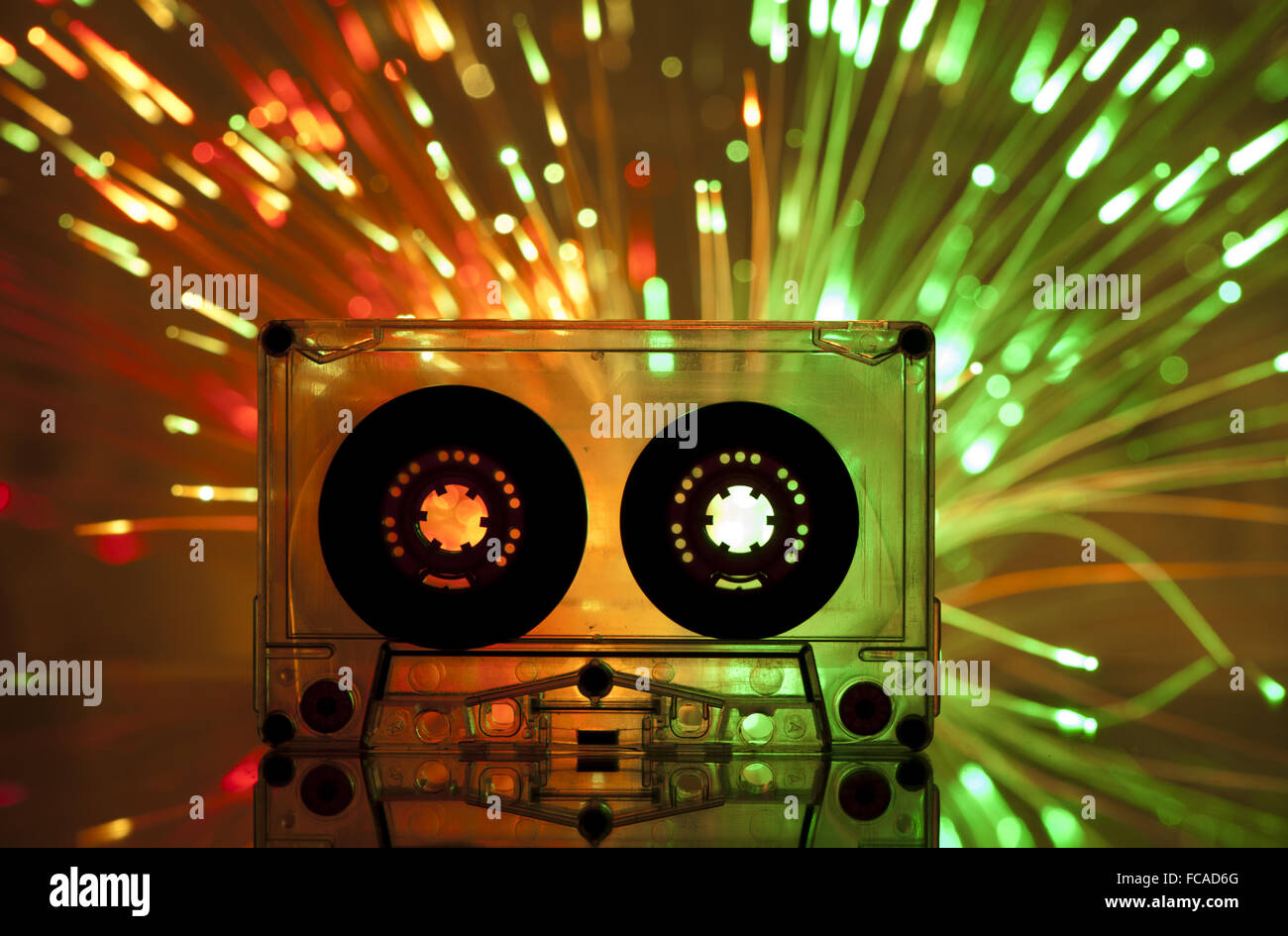 Cassette tape and multicolored lights Stock Photo - Alamy