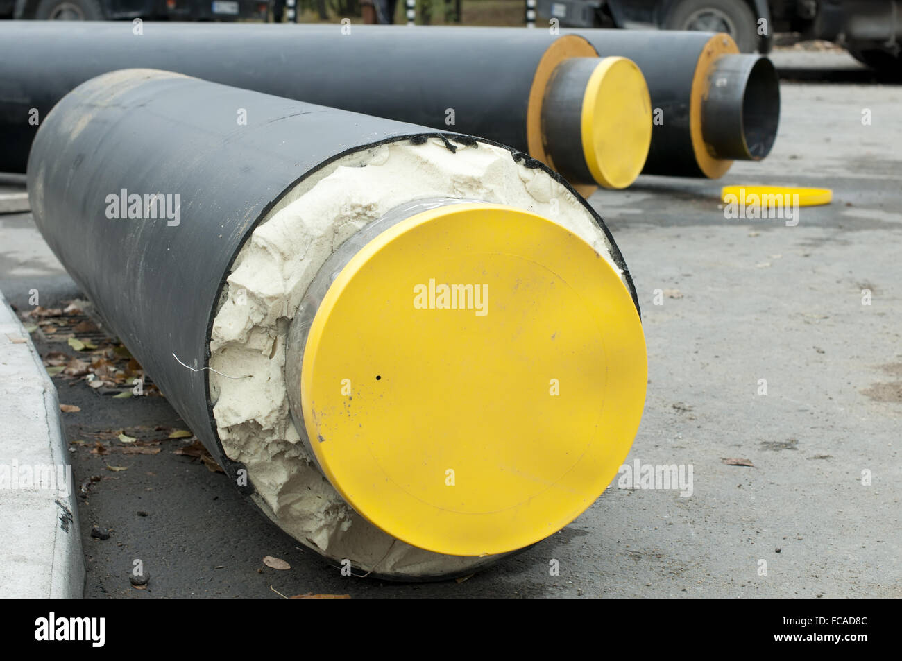 Pipes for hot water and steam heating Stock Photo - Alamy