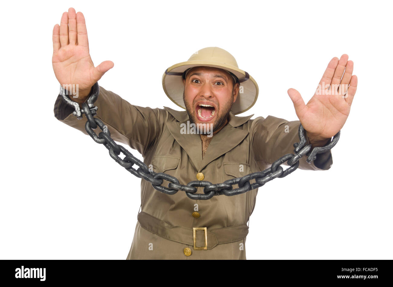 Man with chain isolated on white Stock Photo - Alamy
